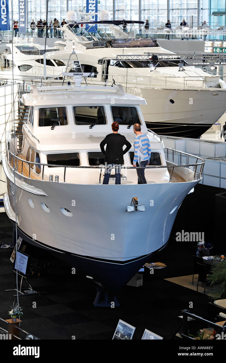 Boot 2008, couple having a look at a big vessel, world's biggest ...