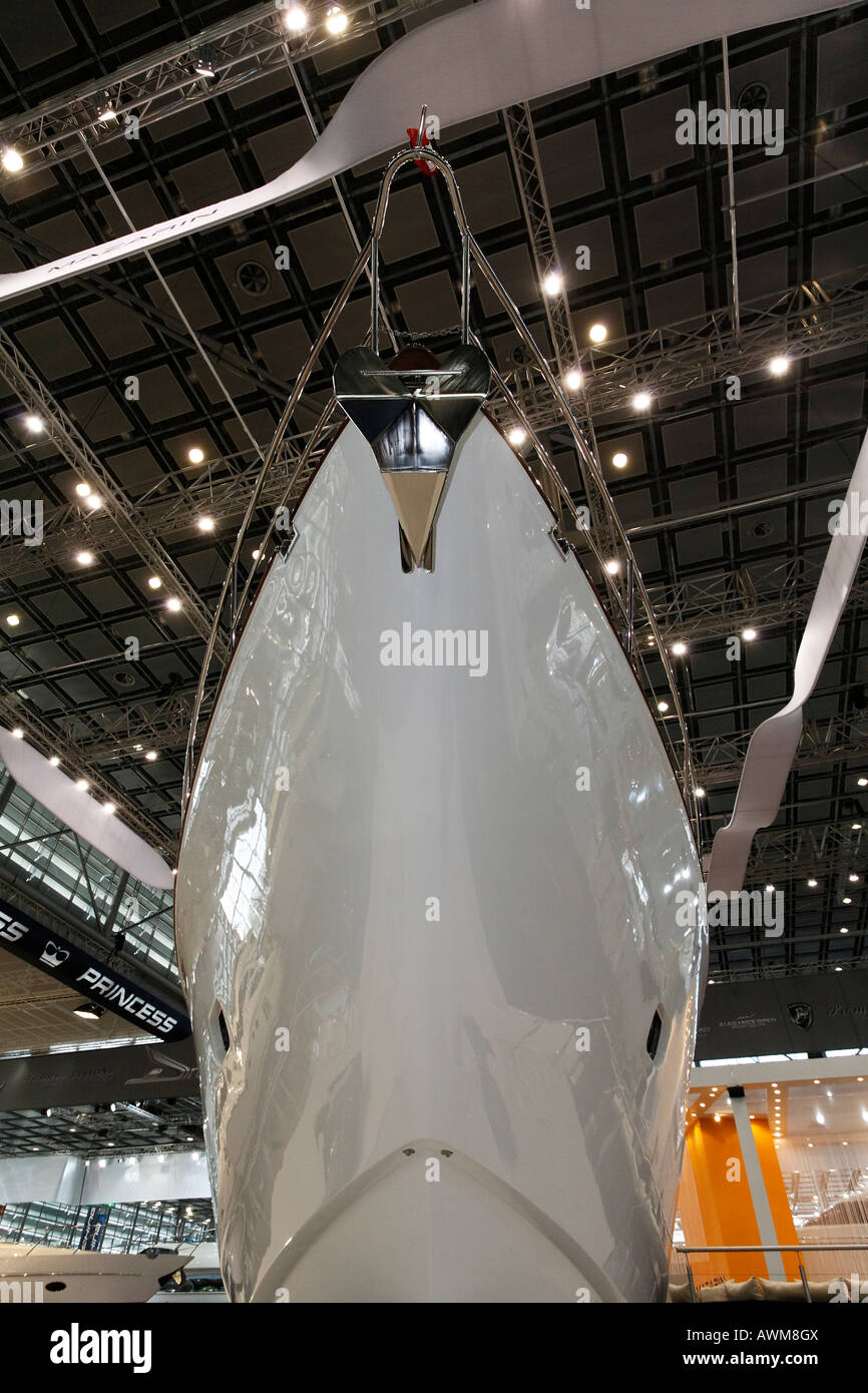 Bow of a white luxury vessel, Boot 2008, world's biggest showcase for ...