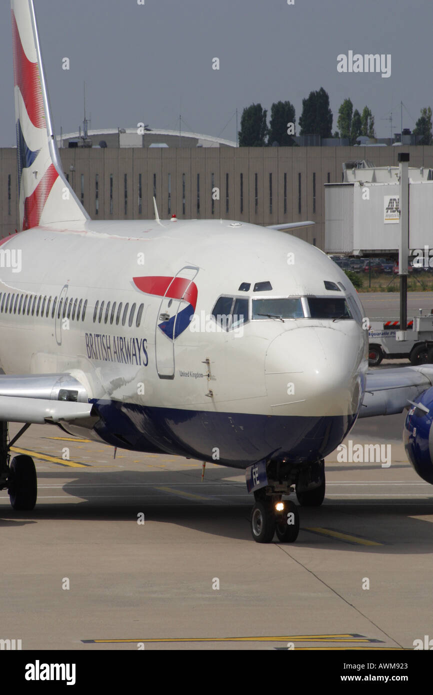 British Airways Boeing 737 airliner with new tail logo Stock Photo - Alamy
