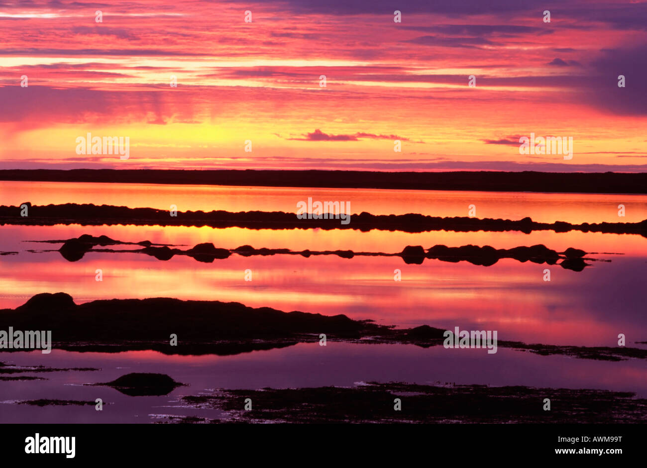 Sunset near Reykjanes, Iceland, Atlantic Ocean Stock Photo - Alamy