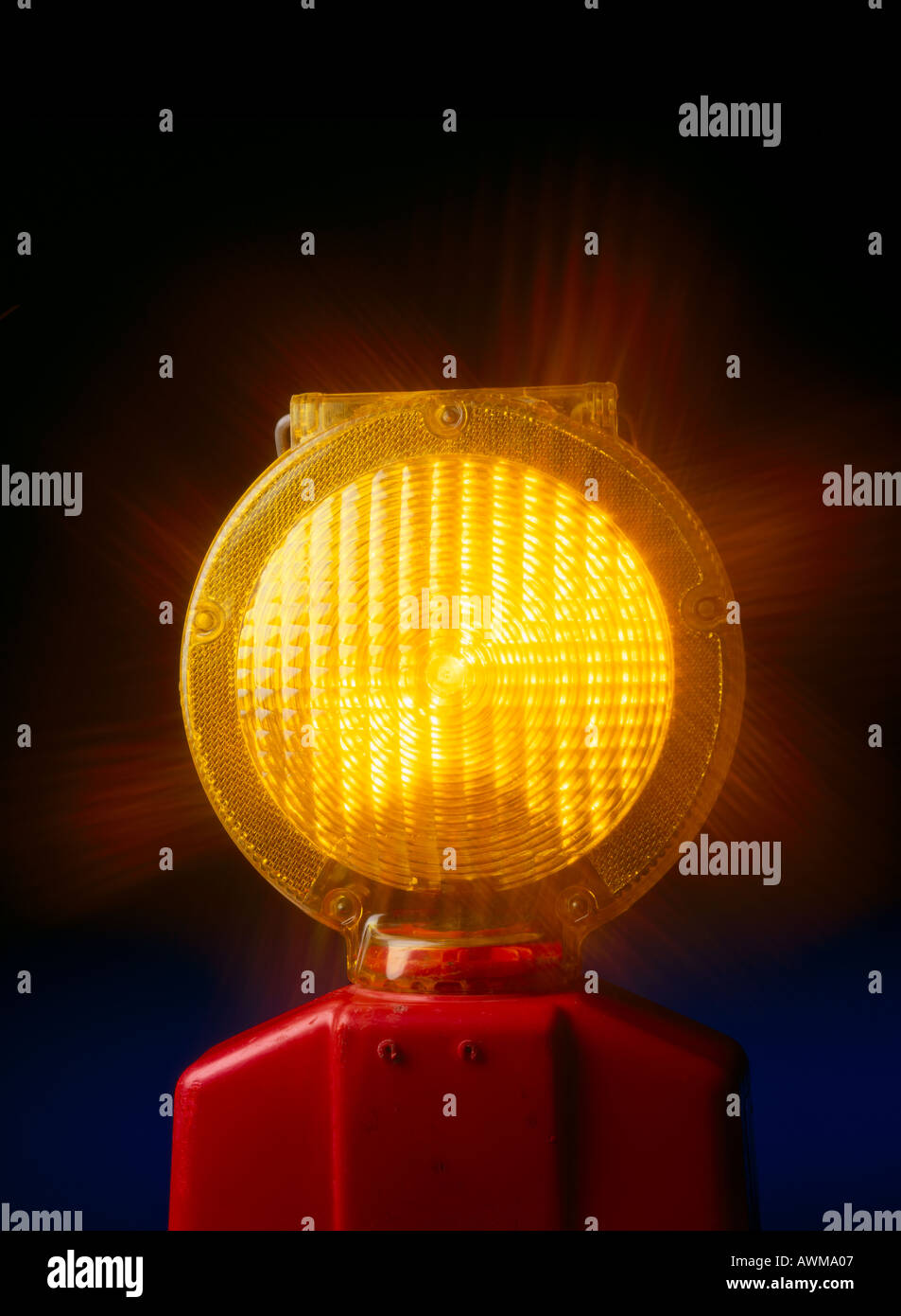 Close-up of construction warning light Stock Photo - Alamy