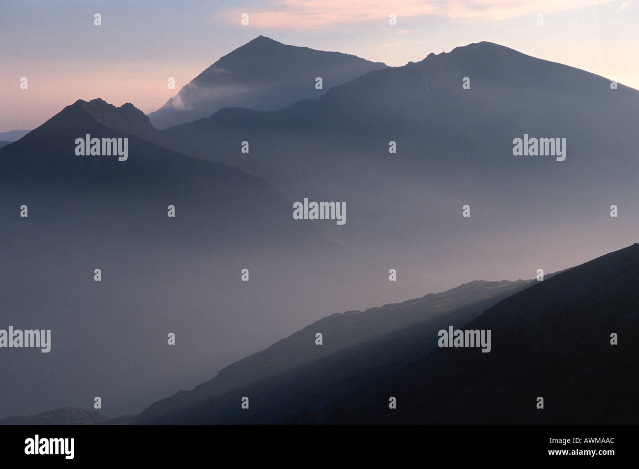 Snowdon Mountain from Glyder Fach Snowdonia North West Wales Stock ...