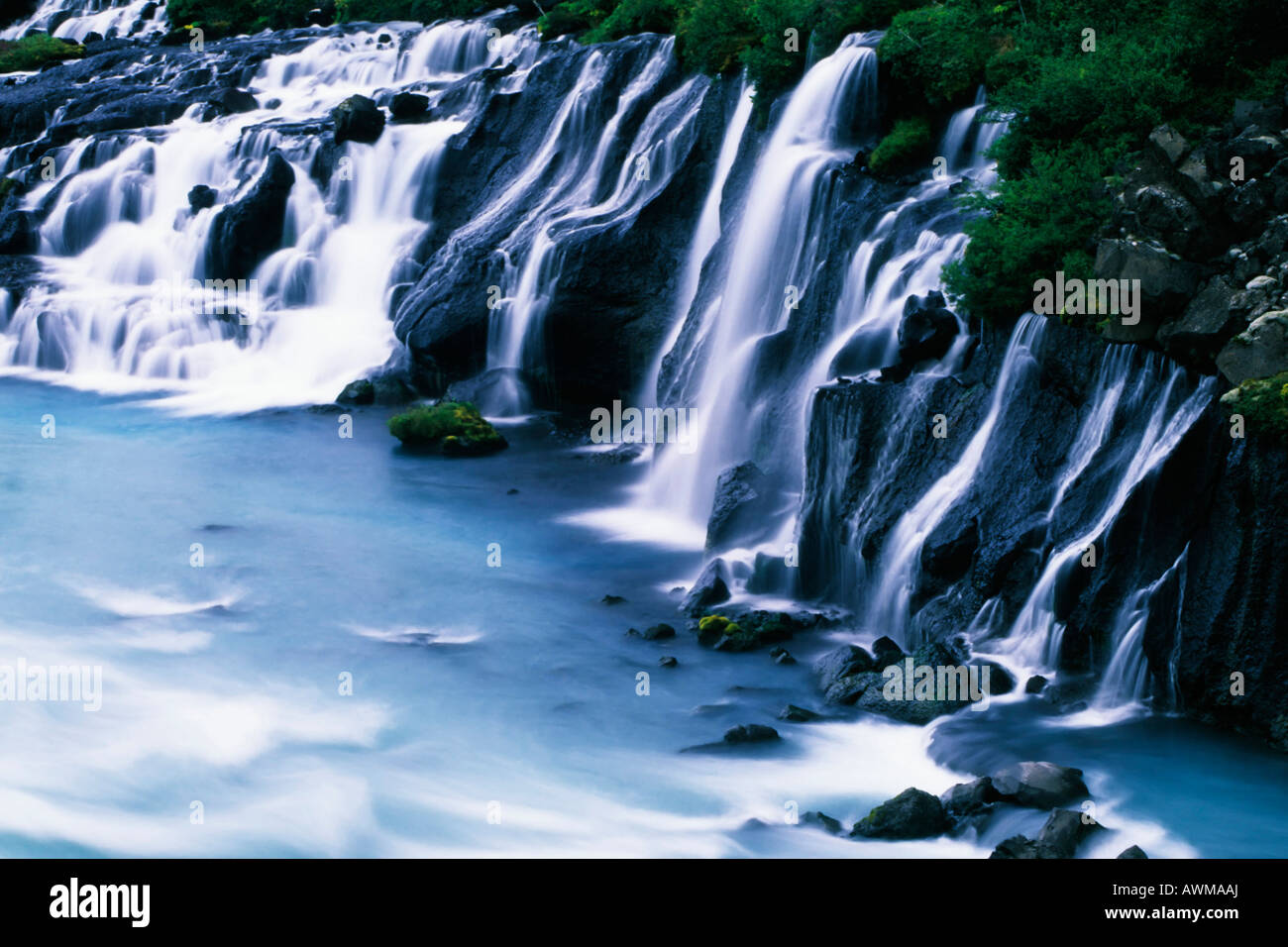 Hraunfossar Waterfall, Iceland, Atlantic Ocean Stock Photo - Alamy