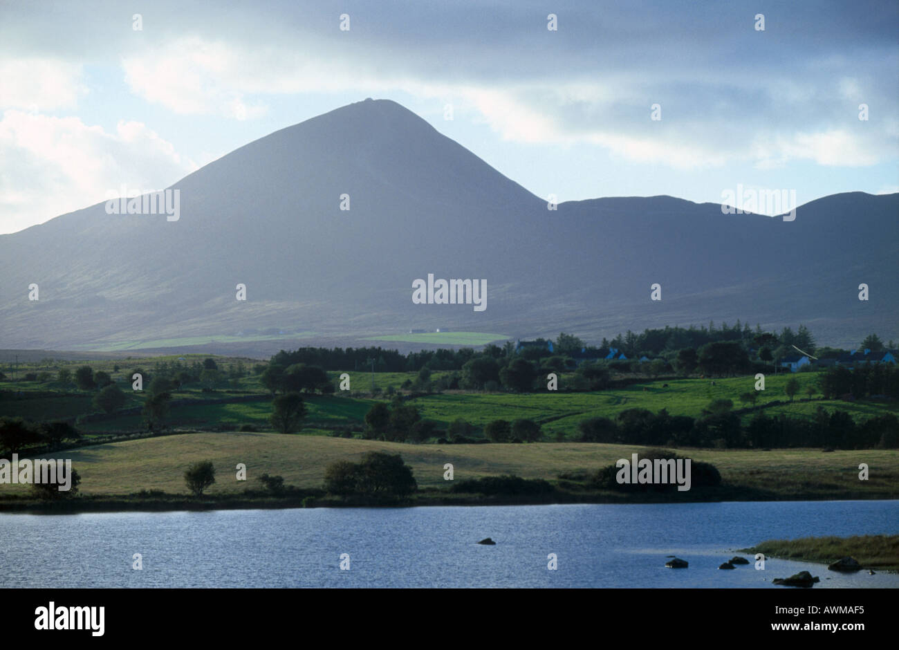 River near mountain, Croagh Patrick, County Mayo, Republic Of Ireland ...
