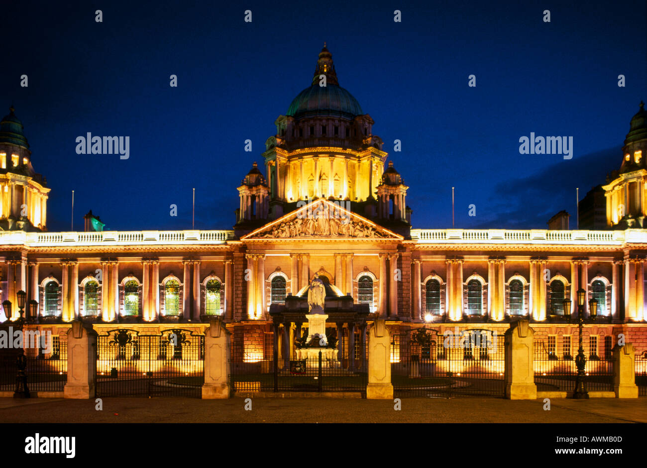 City hall lit up at night, Belfast City Hall, Belfast, Republic Of ...