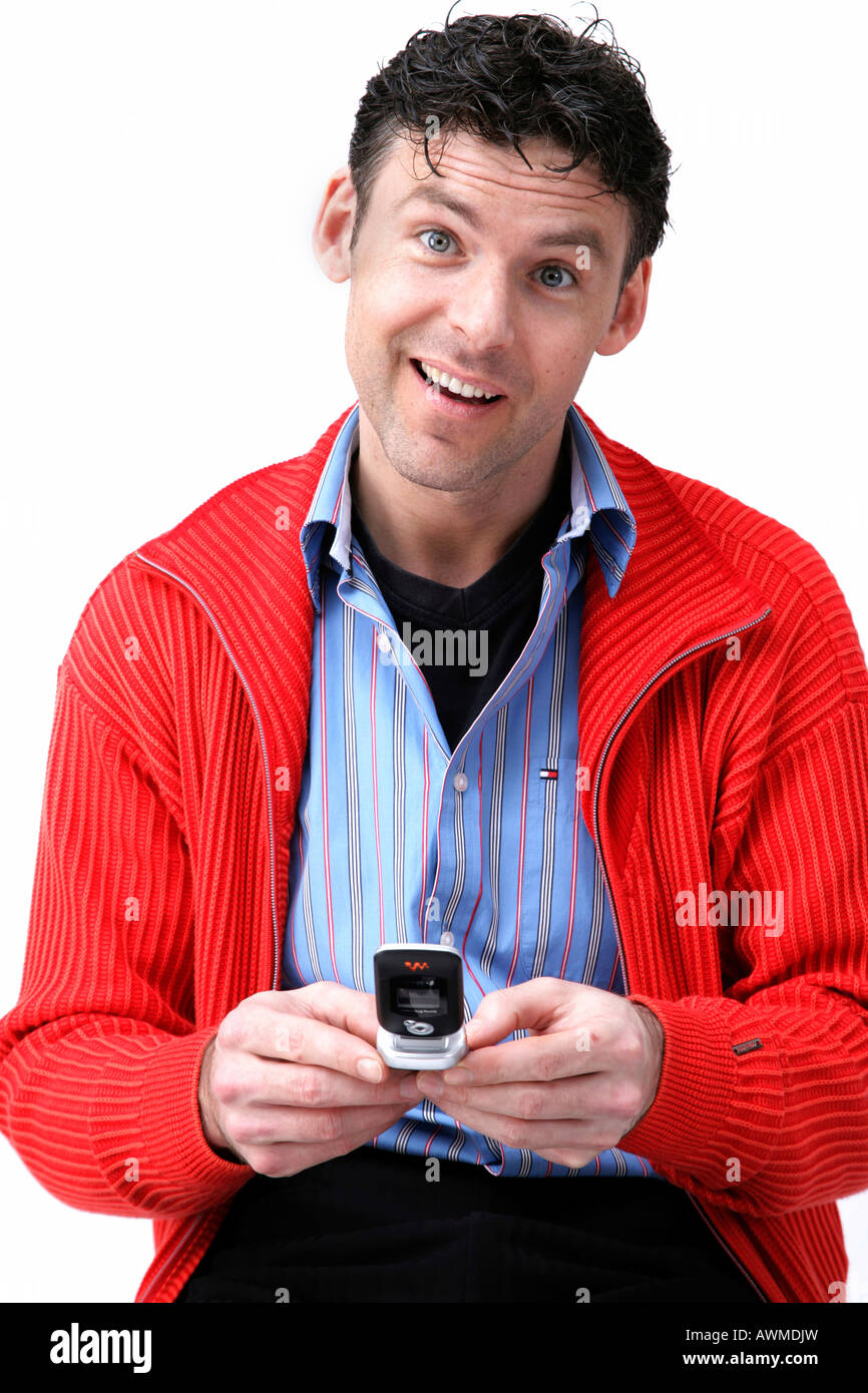 Man holding mobile phone Stock Photo - Alamy