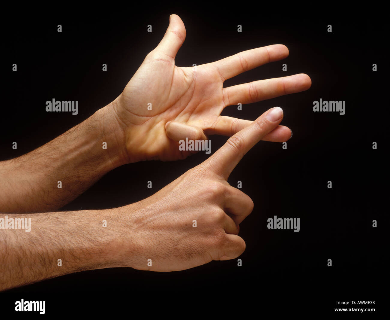 Close-up of man counting on his fingers Stock Photo - Alamy