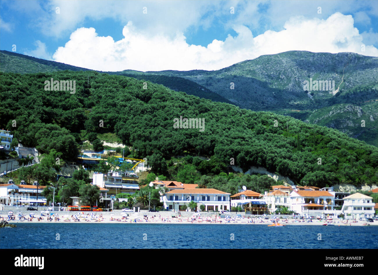 Sunbathing Parga Beach Greece Stock Photo - Alamy