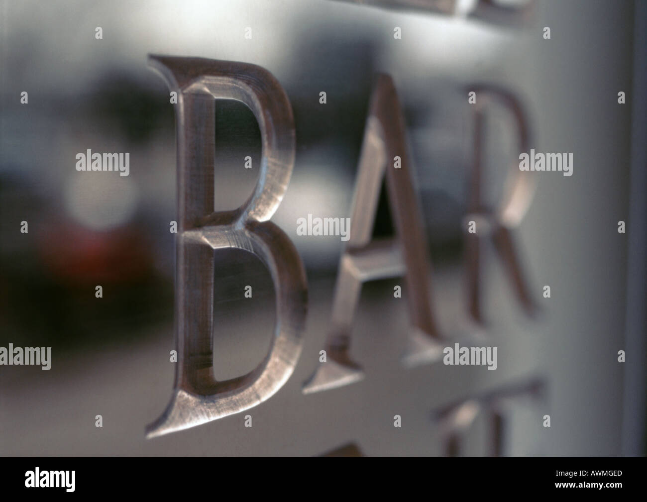 Bar text engraved, close-up Stock Photo - Alamy