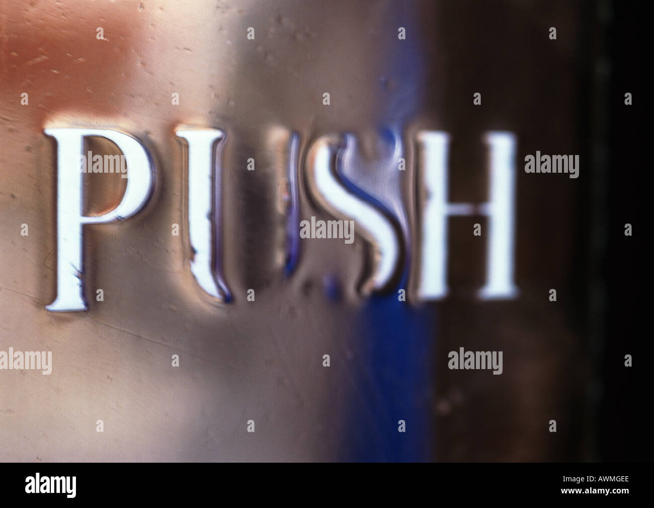 Push text, embossed Stock Photo - Alamy