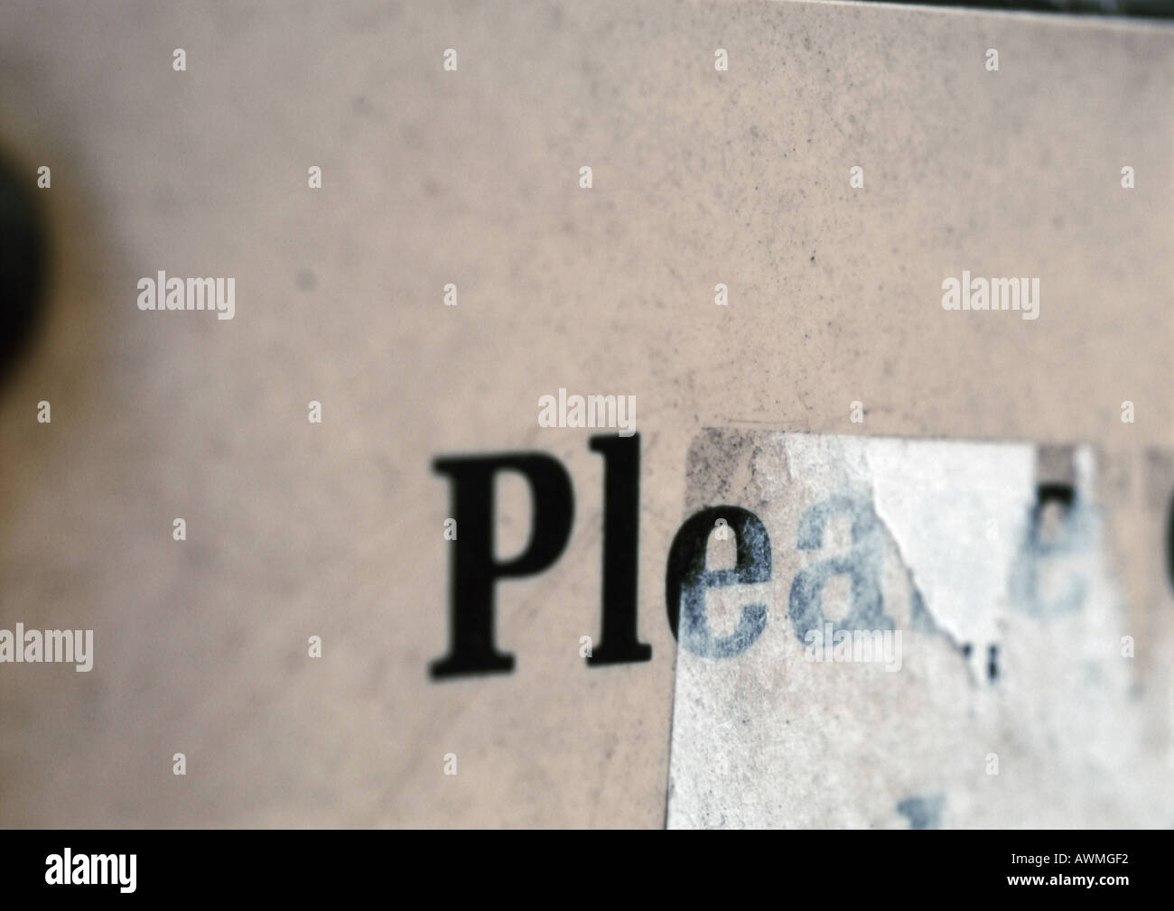 Please text printed on paper and partially obscured, close-up Stock ...