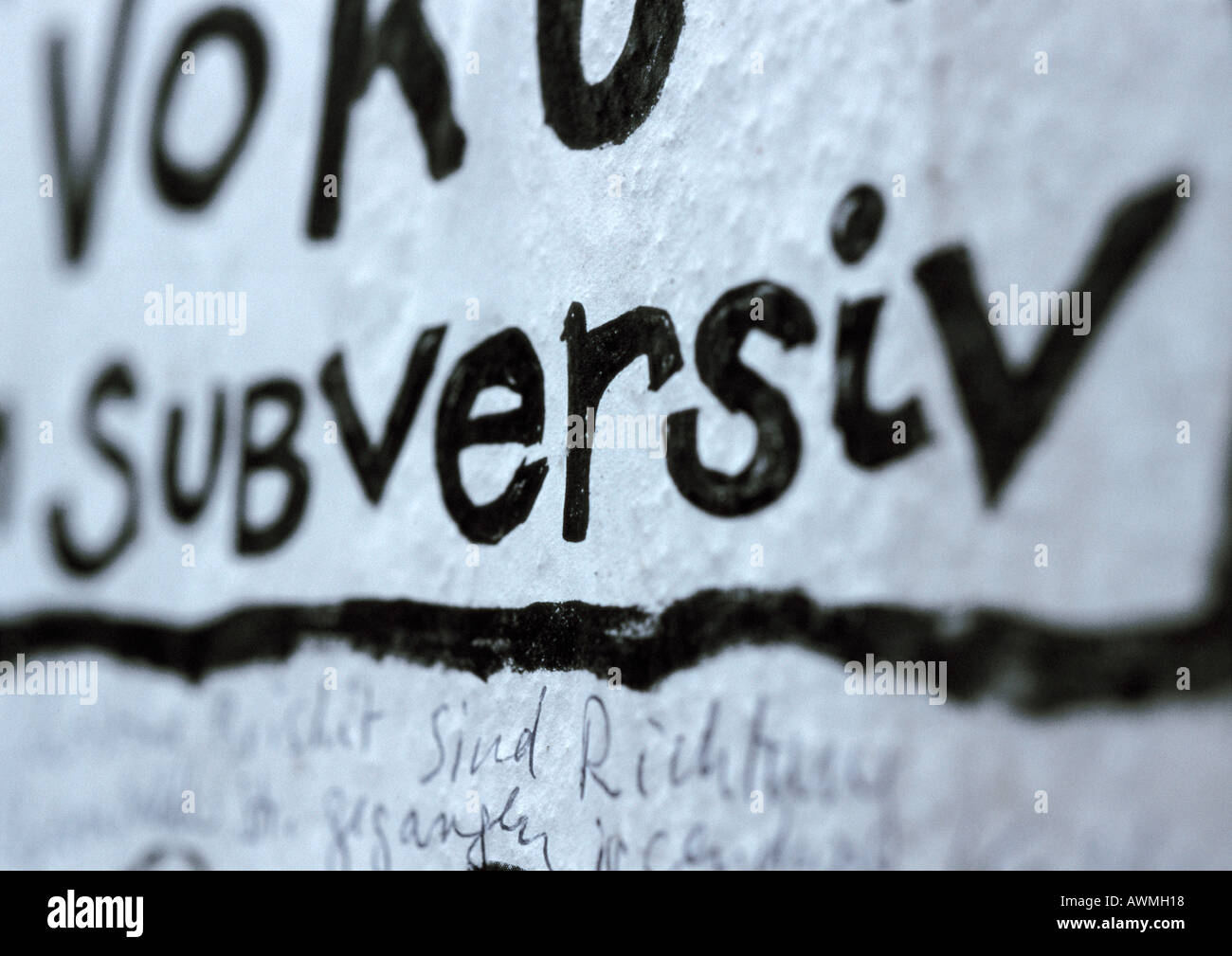 Subversive text in german, close-up Stock Photo - Alamy