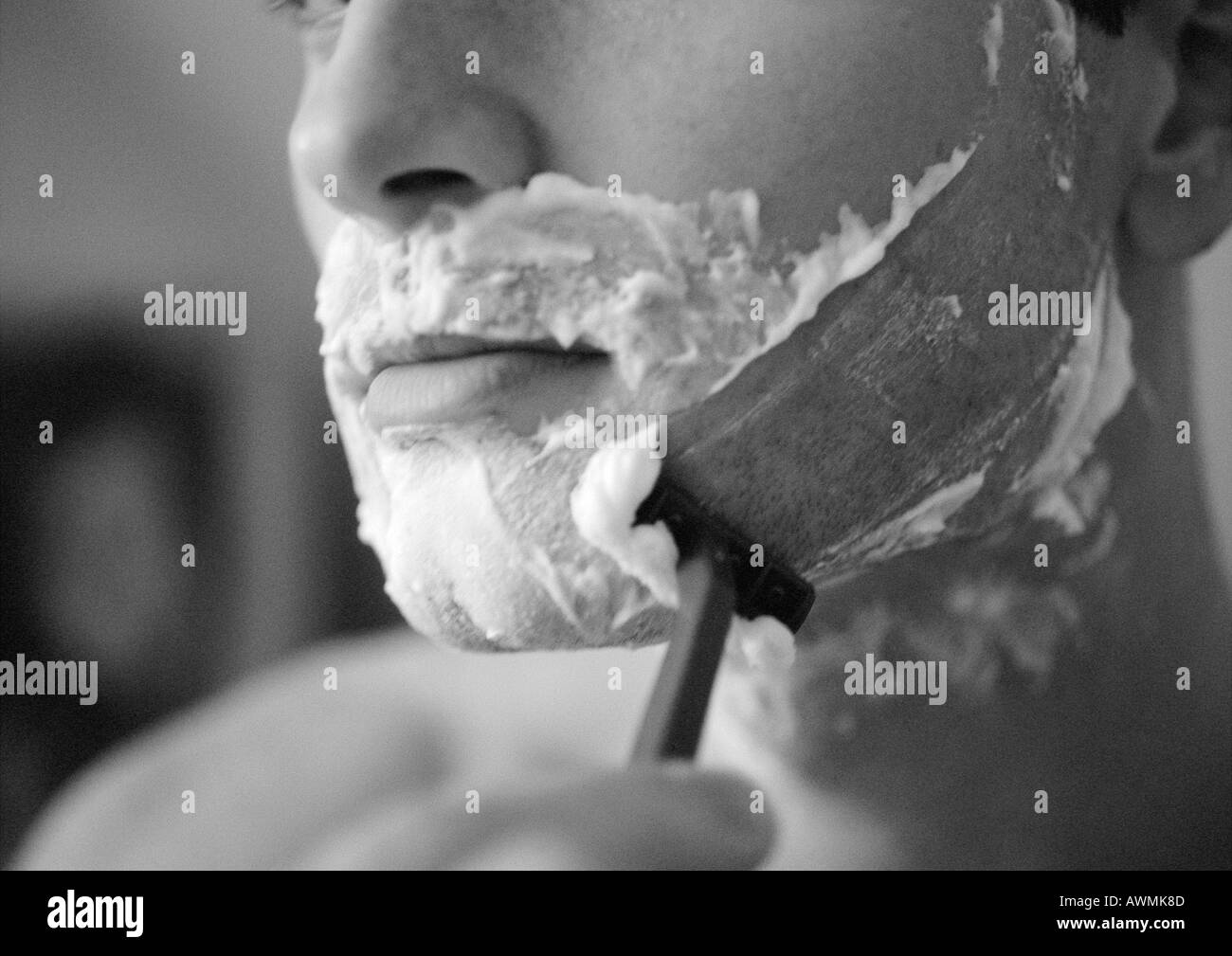 Shaving Scene Black and White Stock Photos & Images - Alamy