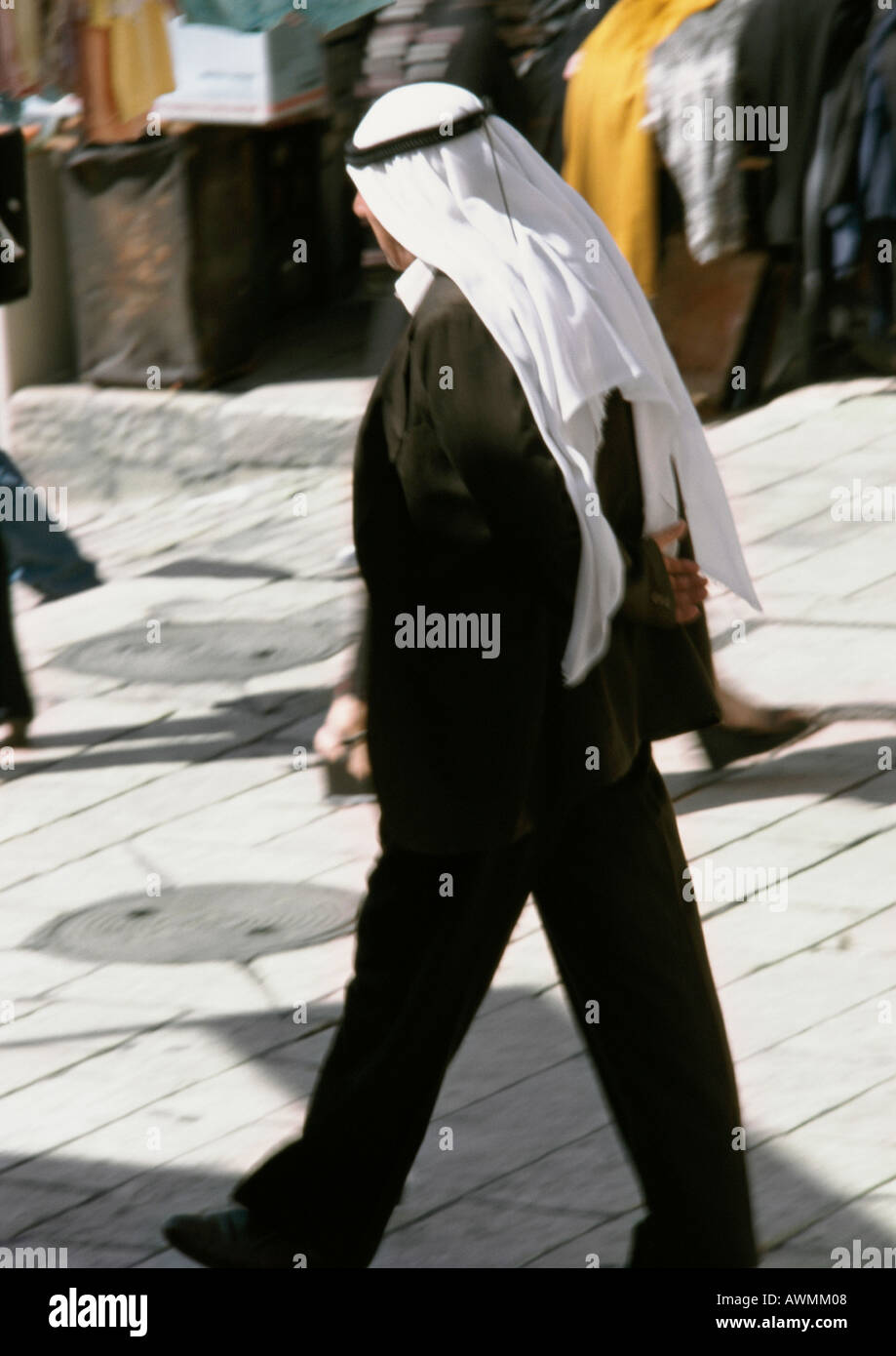 Israel, Jerusalem, man wearing keffieh, rear view Stock Photo - Alamy