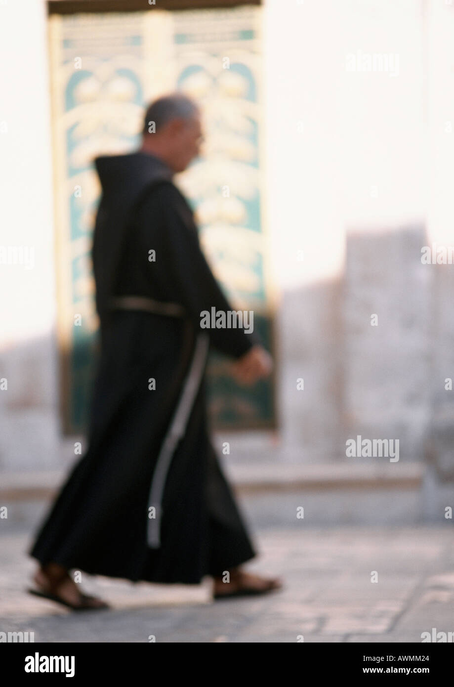 Israel, Jerusalem, monk, side view, blurred Stock Photo - Alamy
