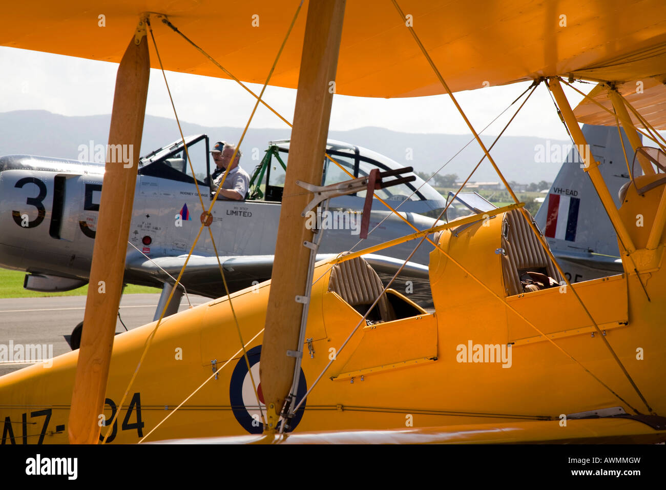 CAC Winjeel ready to taxi through the wings of a TigermothWings over ...