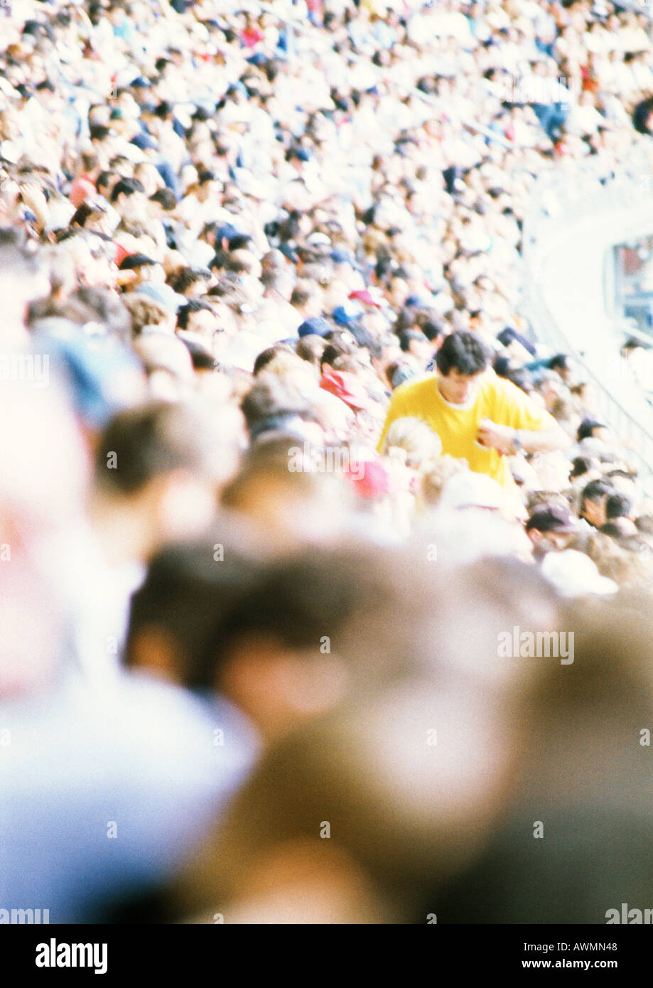 Crowd in stadium, high angle view, blurred Stock Photo - Alamy
