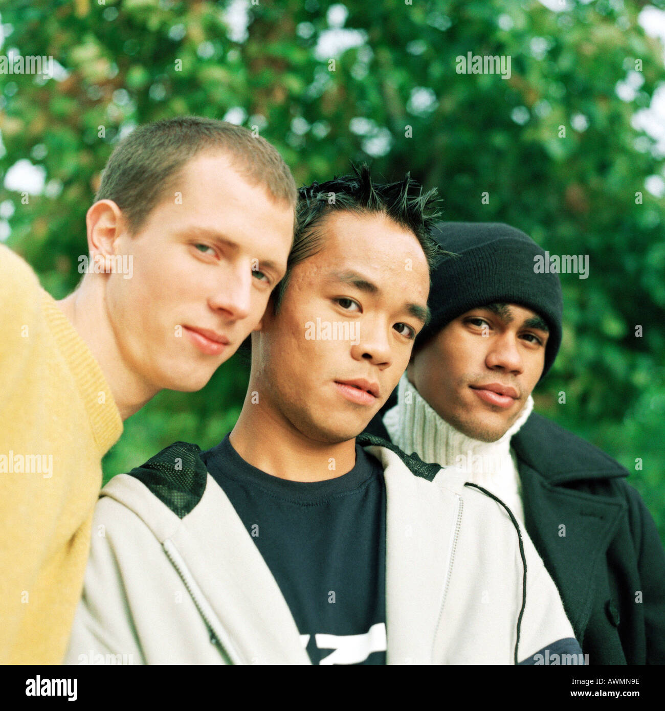 Three young men staring camera hi-res stock photography and images - Alamy
