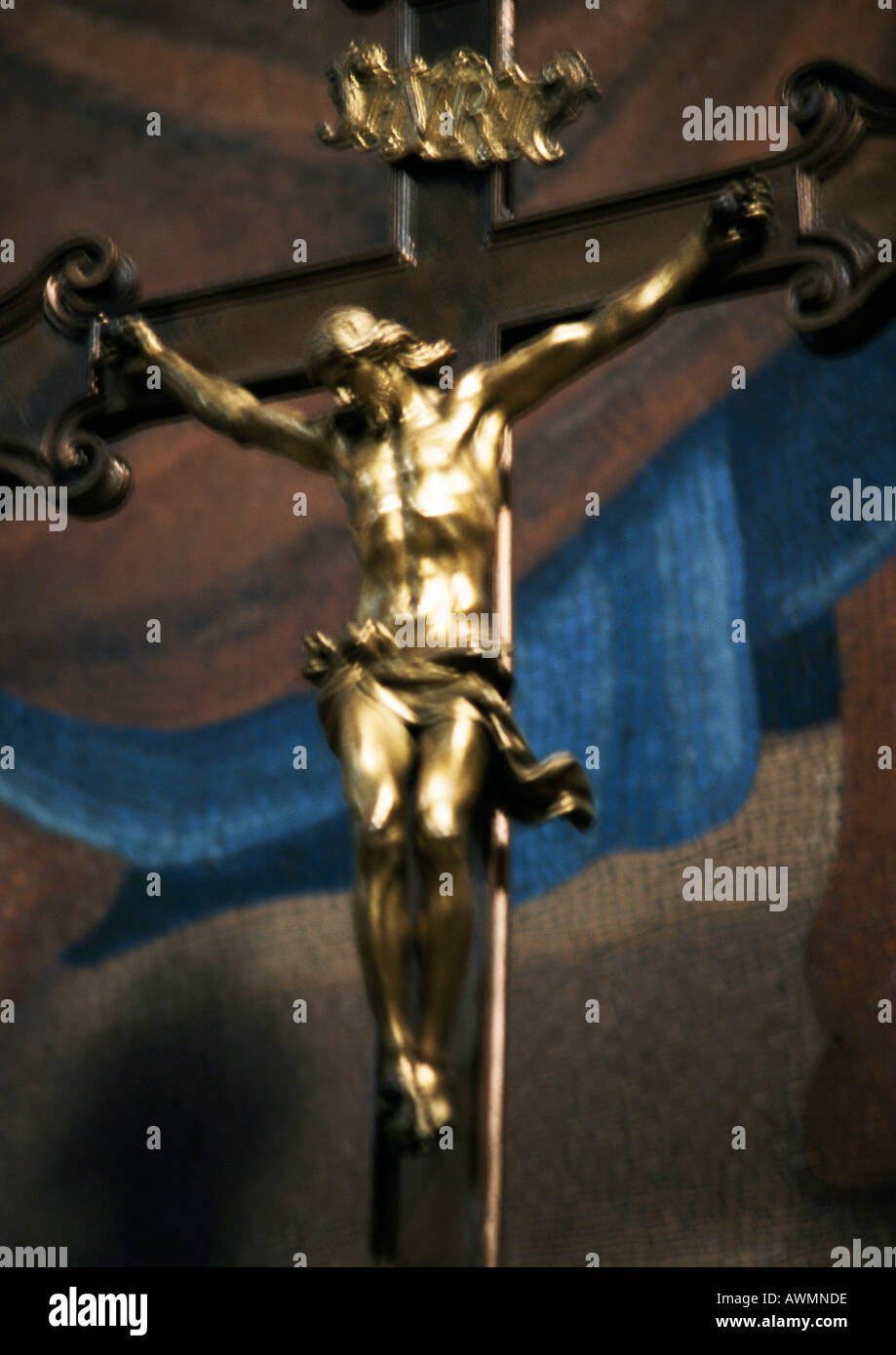 Gilded crucifixion statue Stock Photo - Alamy
