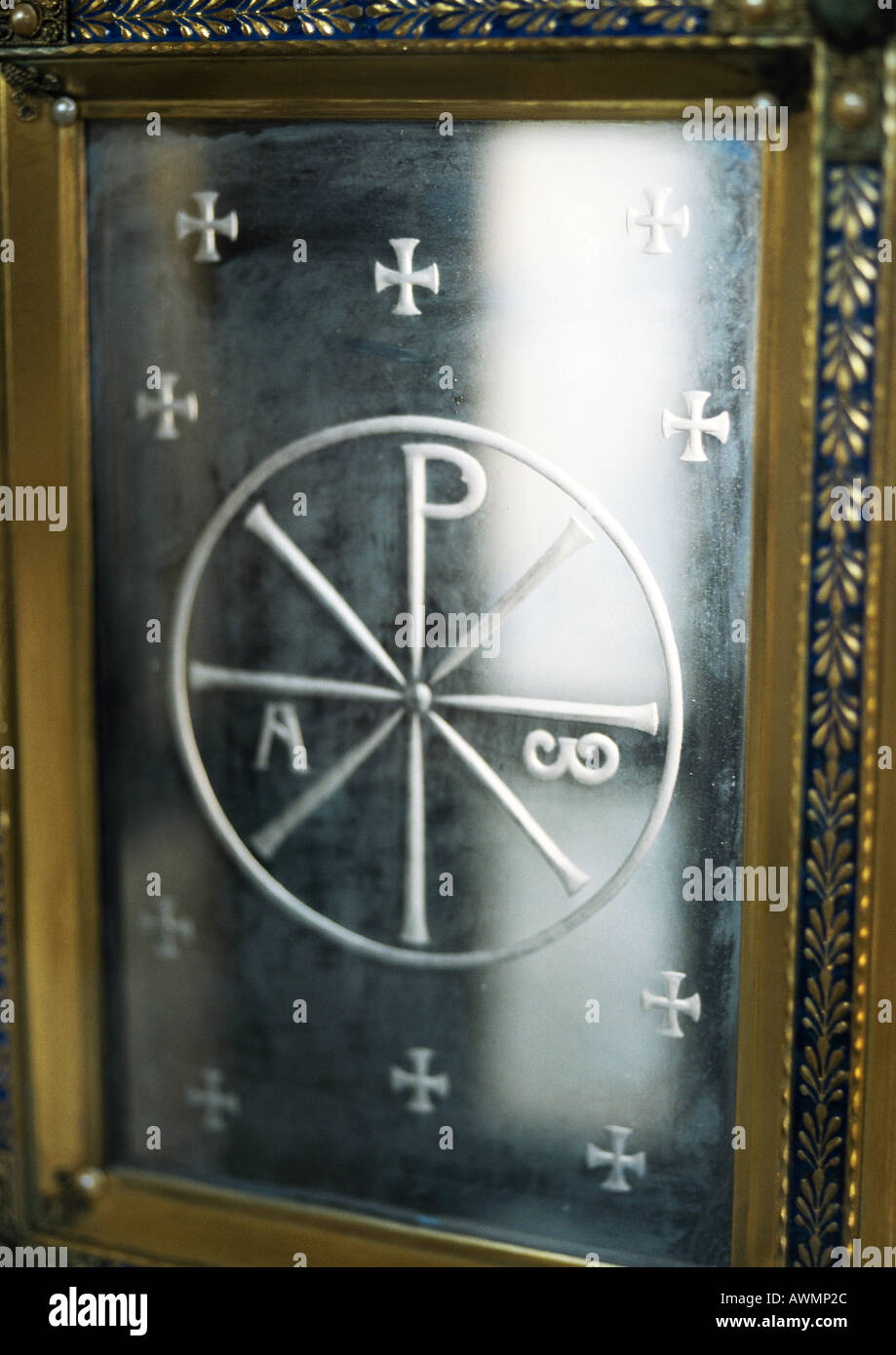Christian monogram engraved in metal Stock Photo - Alamy