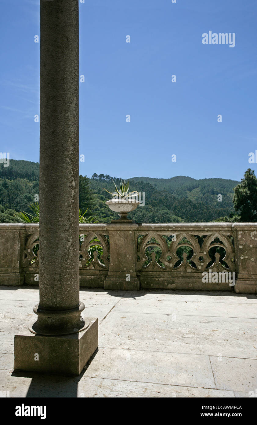 Elaborate columns and terrace overlooks the grounds Stock Photo - Alamy