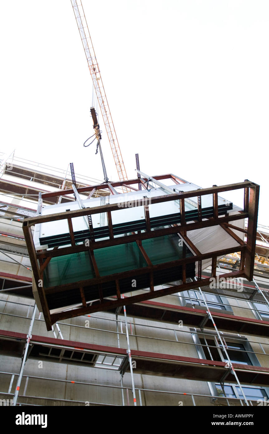 Construction of a hospital, building in windows, Gelsenkirchen, North ...
