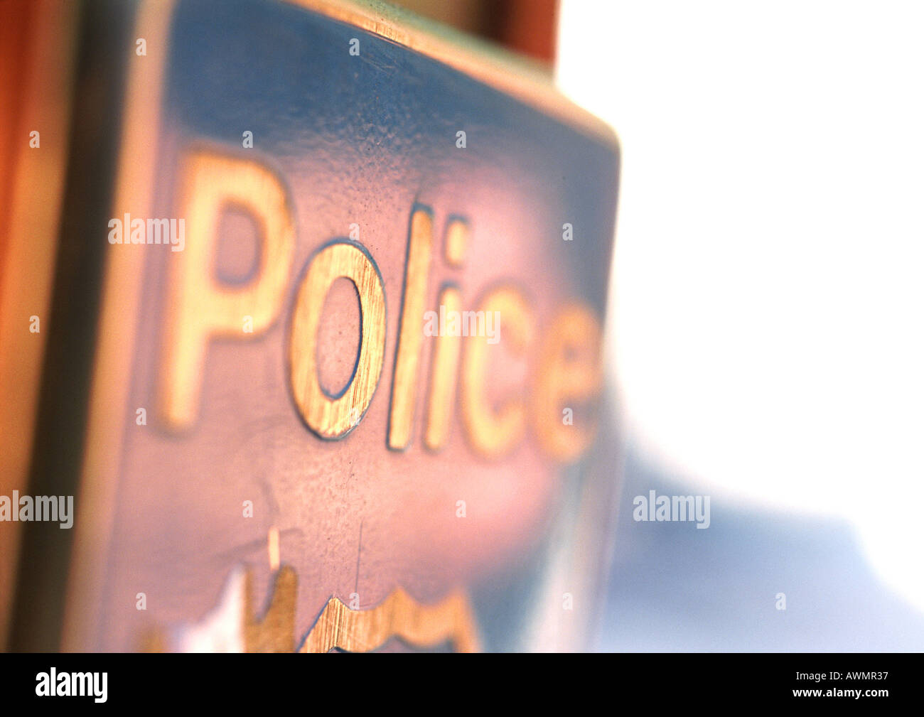 Police text on sign, close-up Stock Photo - Alamy