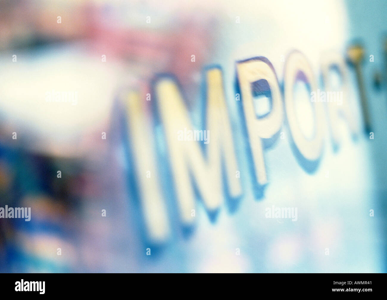 Import text, extreme close-up Stock Photo - Alamy