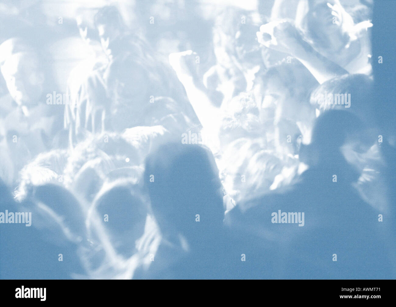 Crowd of people in night club dancing, blurred and faded Stock Photo ...