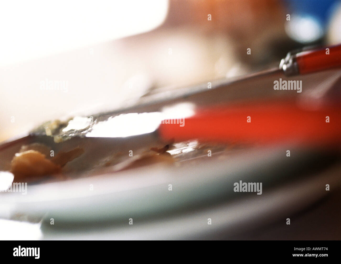 Dirty Plate and Silverware Stock Photo - Alamy