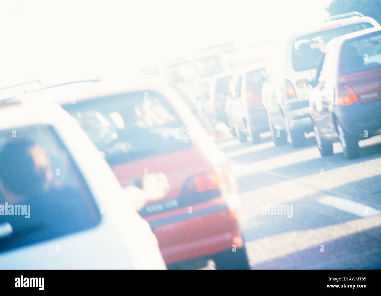 Traffic in street, rear view, blurred Stock Photo - Alamy
