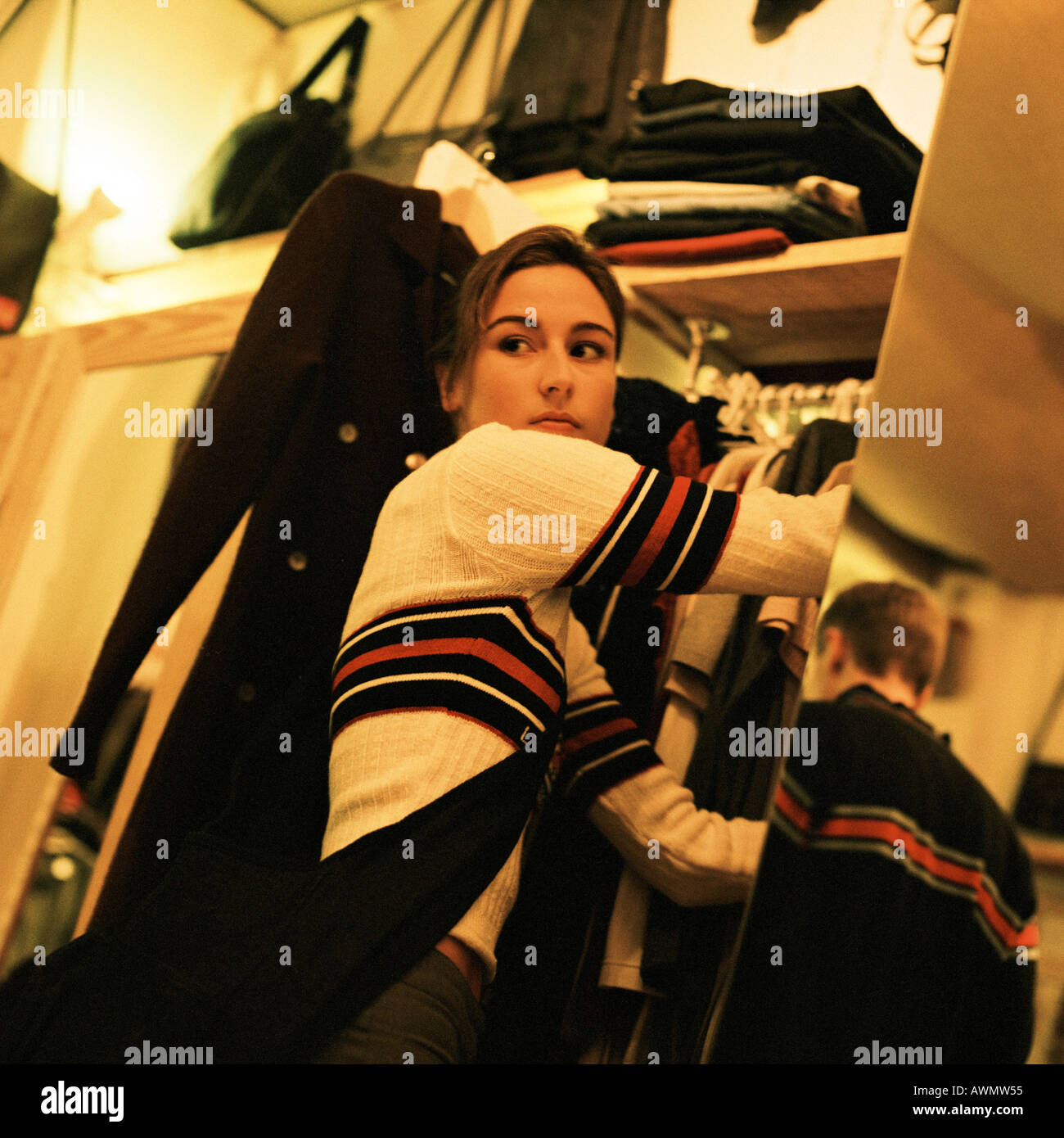Teen looking mirror shoulder hi-res stock photography and images - Alamy