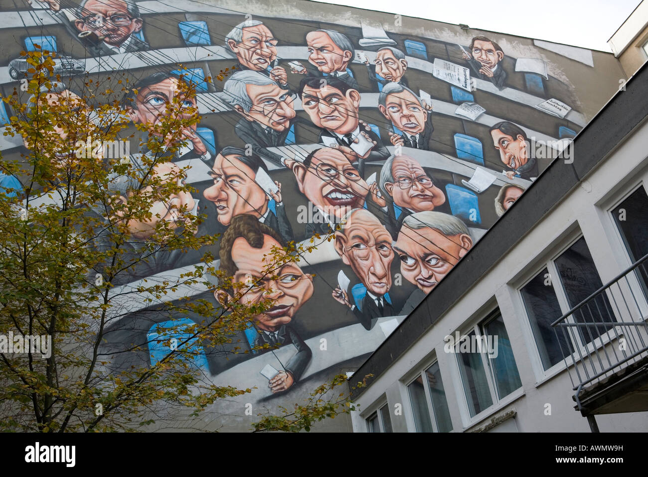 allegory to politicians, Street scene from Berlin, Germany in autumn ...