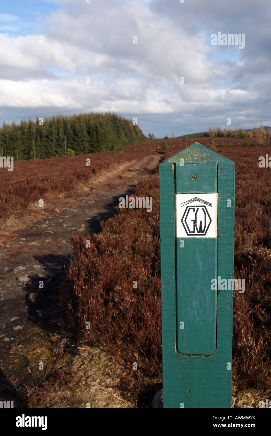 Marker saying GW marking the route of the Gordon Way near Alford in ...