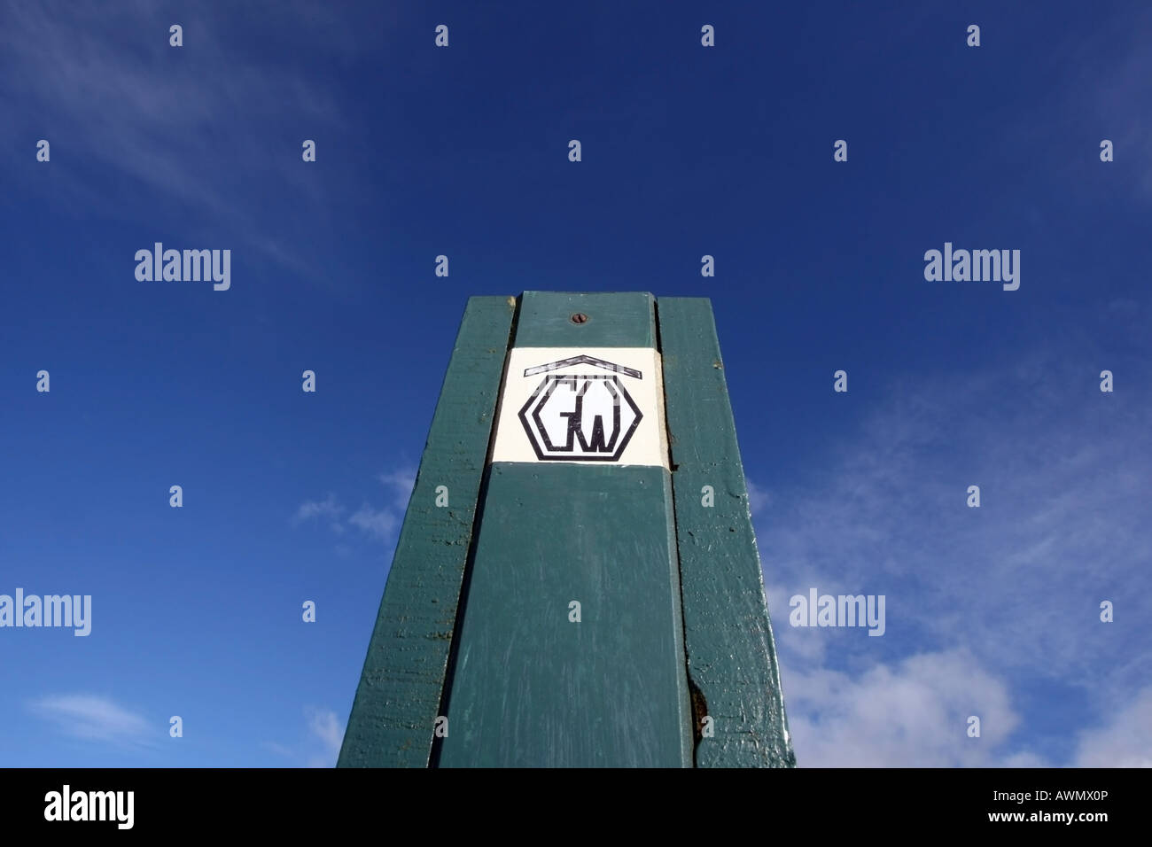 Marker saying GW marking the route of the Gordon Way near Alford in ...