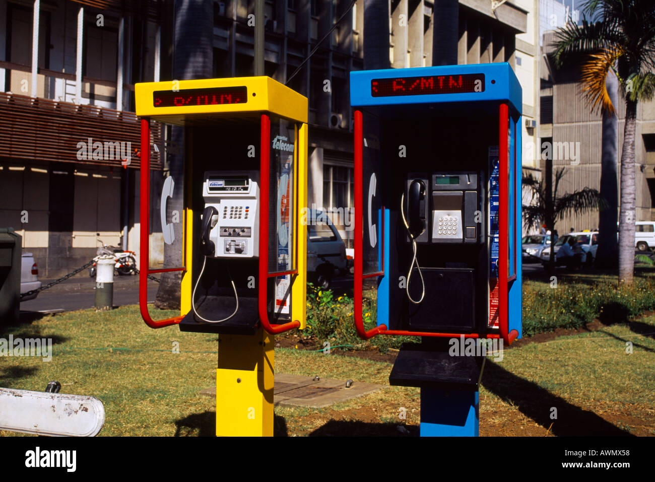 Port Louis Mauritius Telephone Kiosks Stock Photo - Alamy