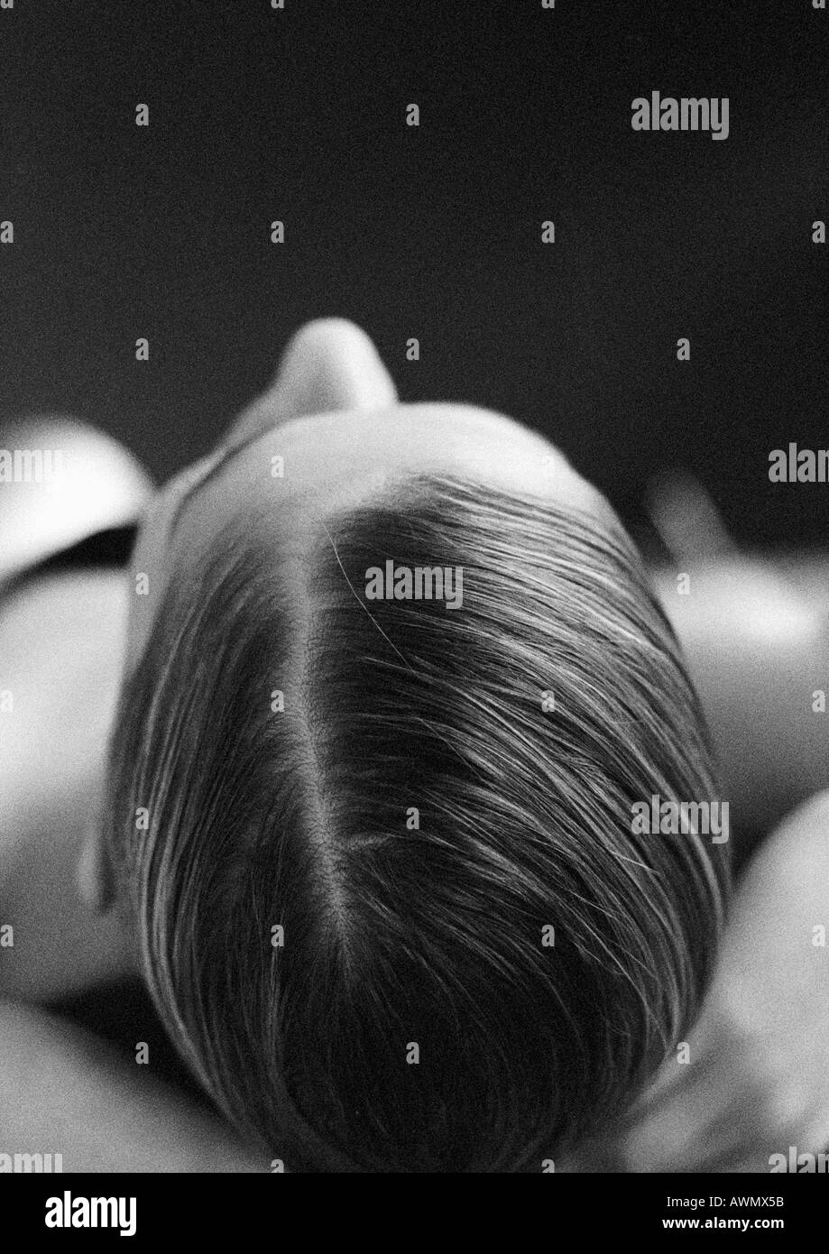 Top of woman's head, close-up, black and white Stock Photo - Alamy