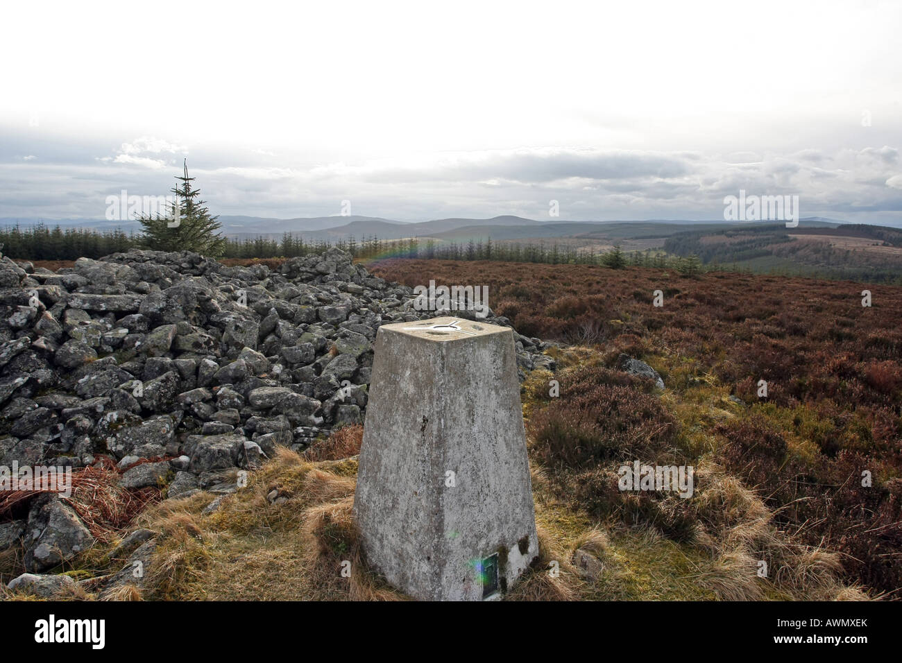 Trig point on the summit of Knock Saul on the Gordon Way near Alford in ...