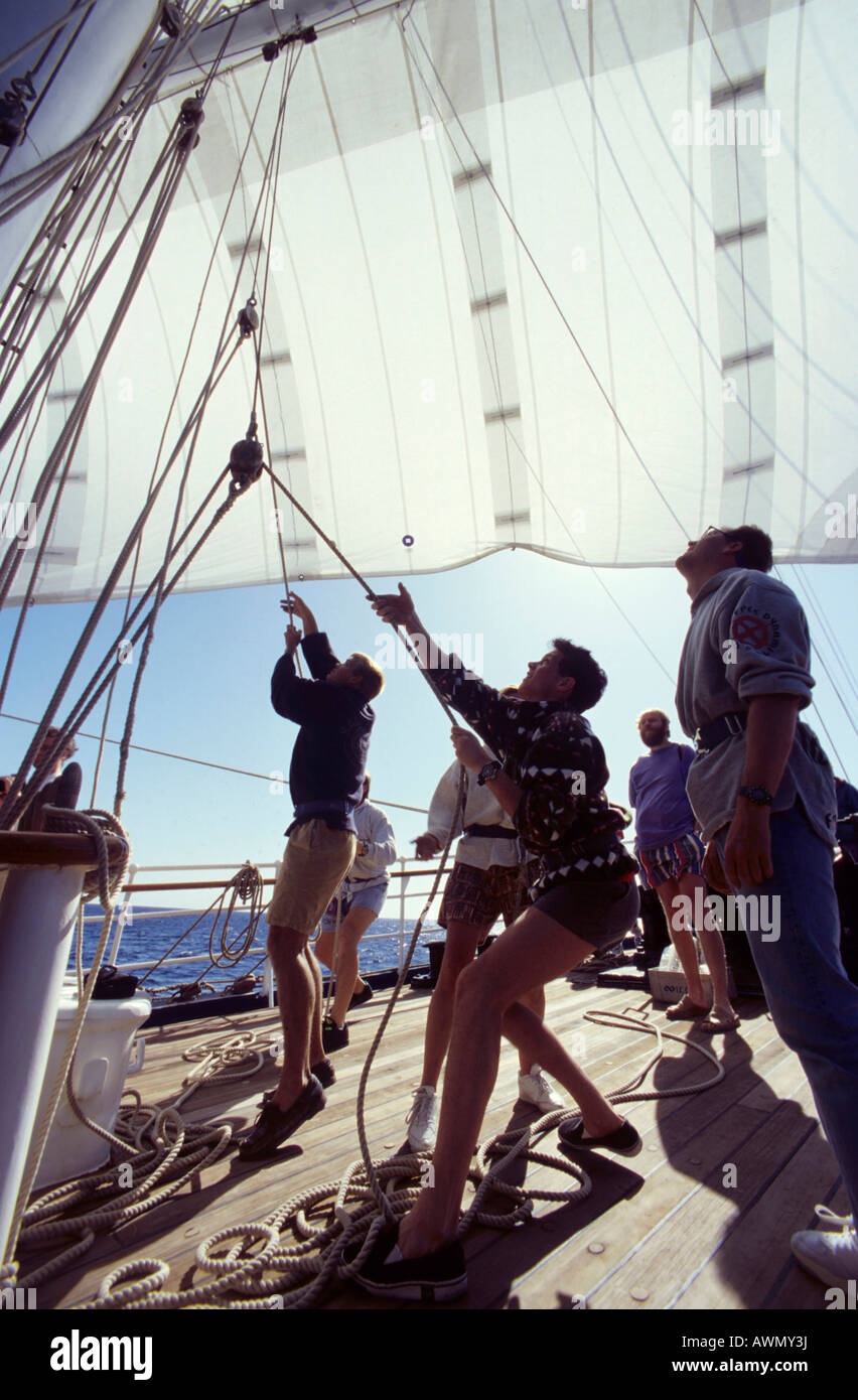 Setting sail on the three-mast sailing ship Amorina (press conference ...
