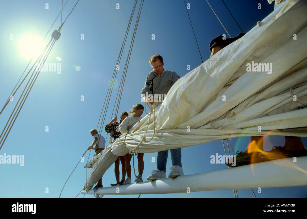 Setting sail on the three-mast sailing ship Amorina (press conference ...