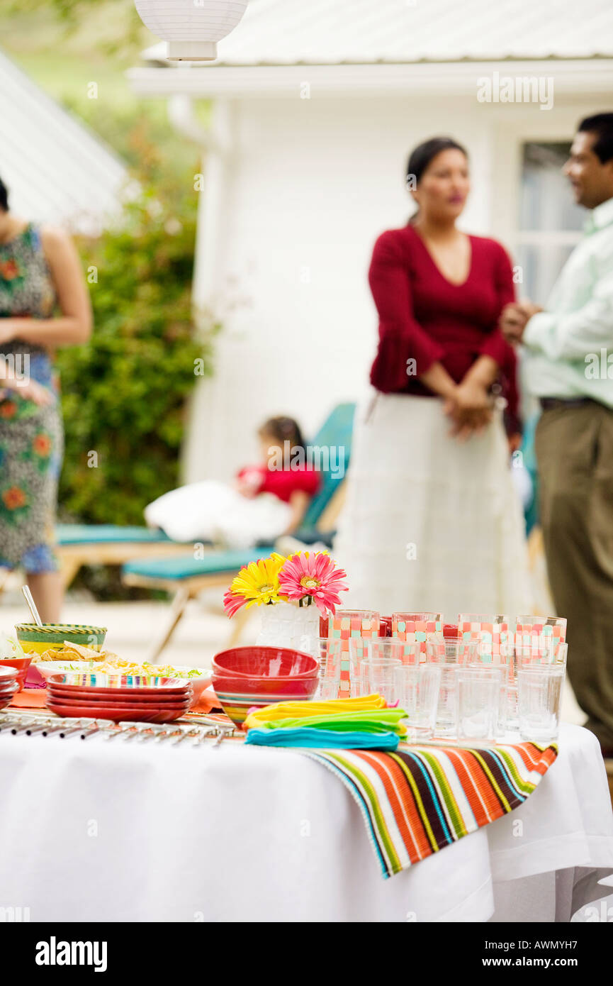 Outdoor table set for party Stock Photo - Alamy