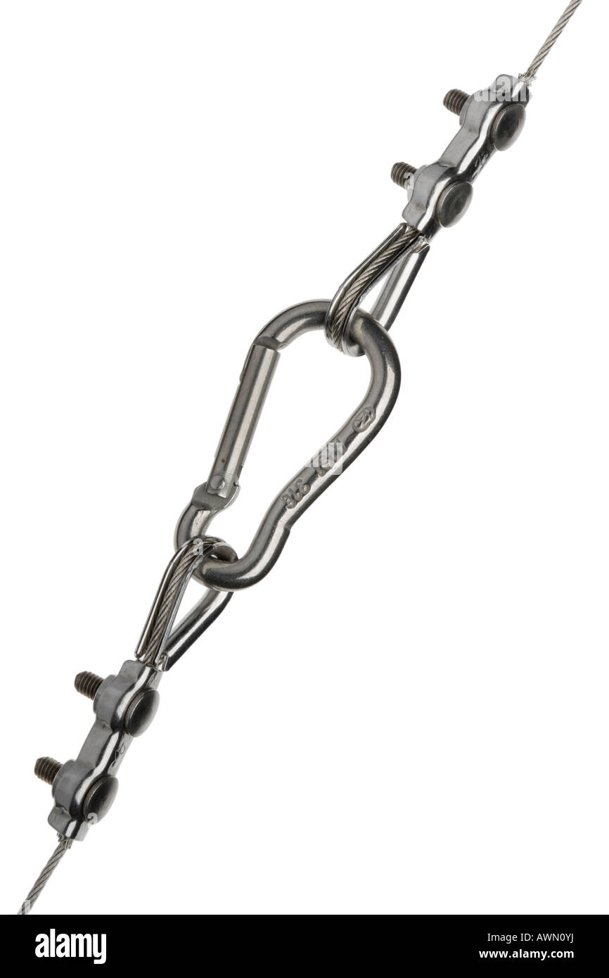 Steel cables connected with shackle Stock Photo - Alamy