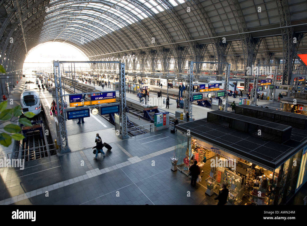 ICE or InterCityExpress German high-speed trains at the station before ...