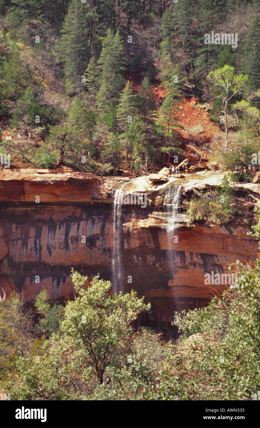 Waterfall at Middle Emerald Pool in Zion National Park Stock Photo - Alamy
