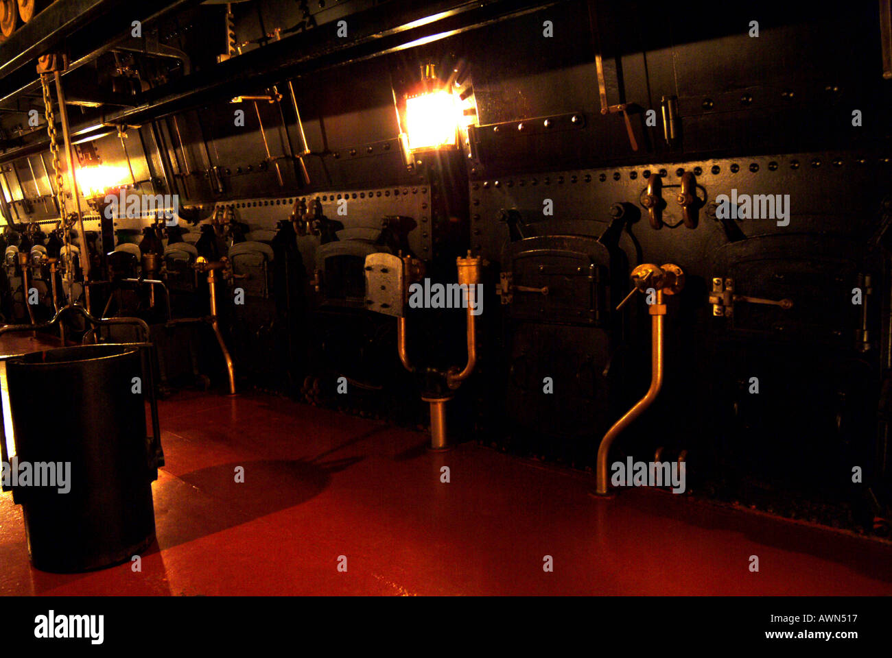 HMS Warrior steam engine boilers Portsmouth England Stock Photo - Alamy
