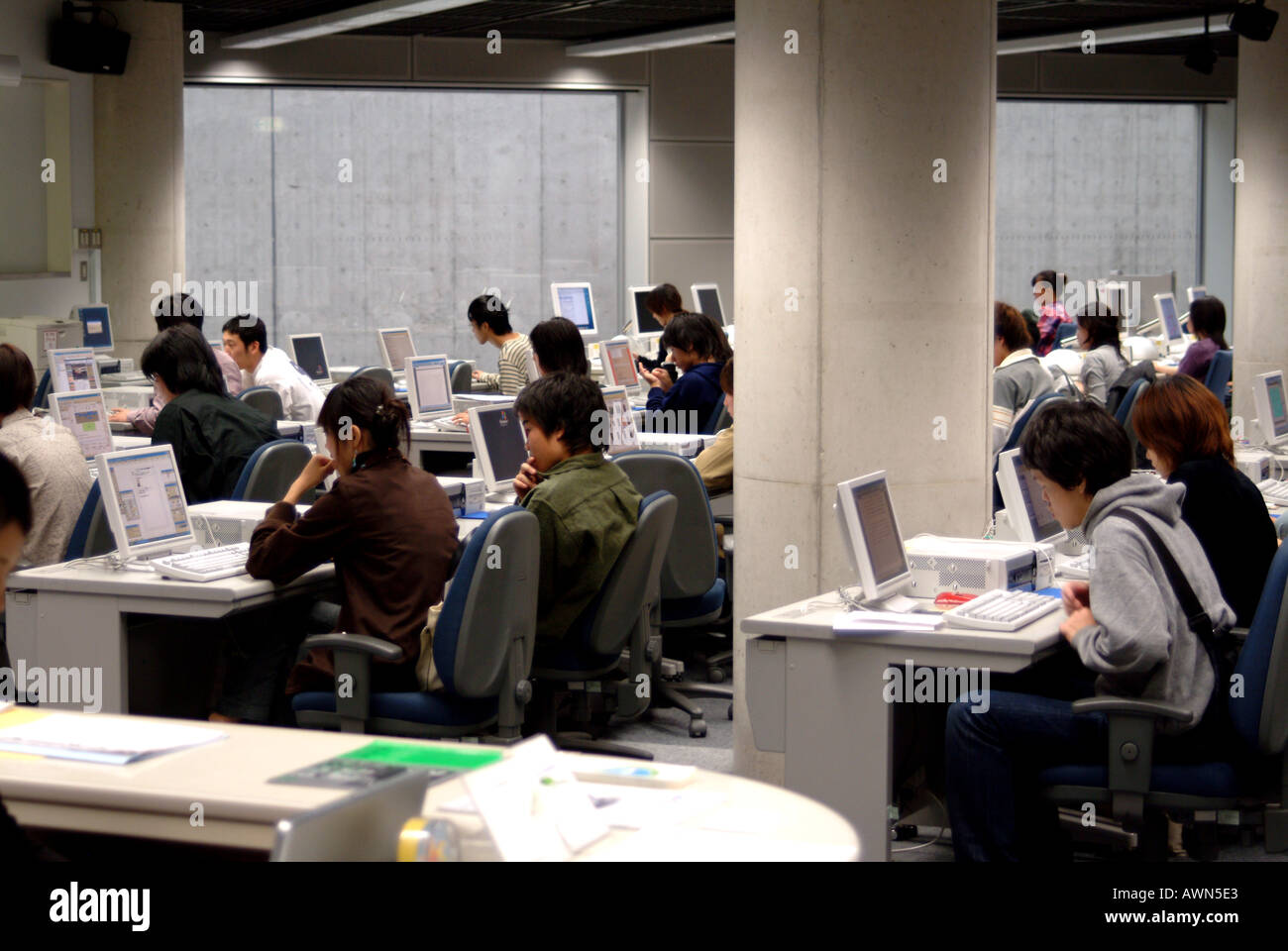 Osaka University of Arts students using computers Japan Stock Photo - Alamy