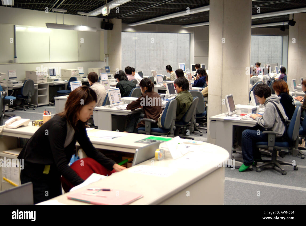 Osaka University of Arts students using computers Japan Stock Photo - Alamy
