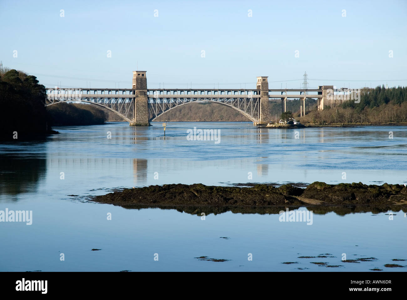 Britannia Bridge Menai Strait Anglesey North Wales Stock Photo - Alamy