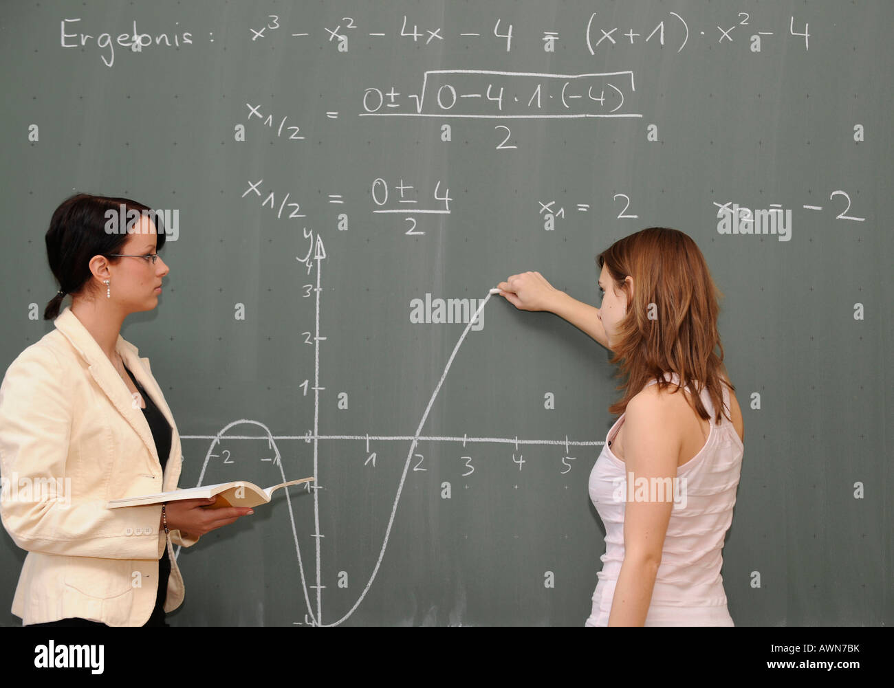Young female teacher teaching maths Stock Photo - Alamy