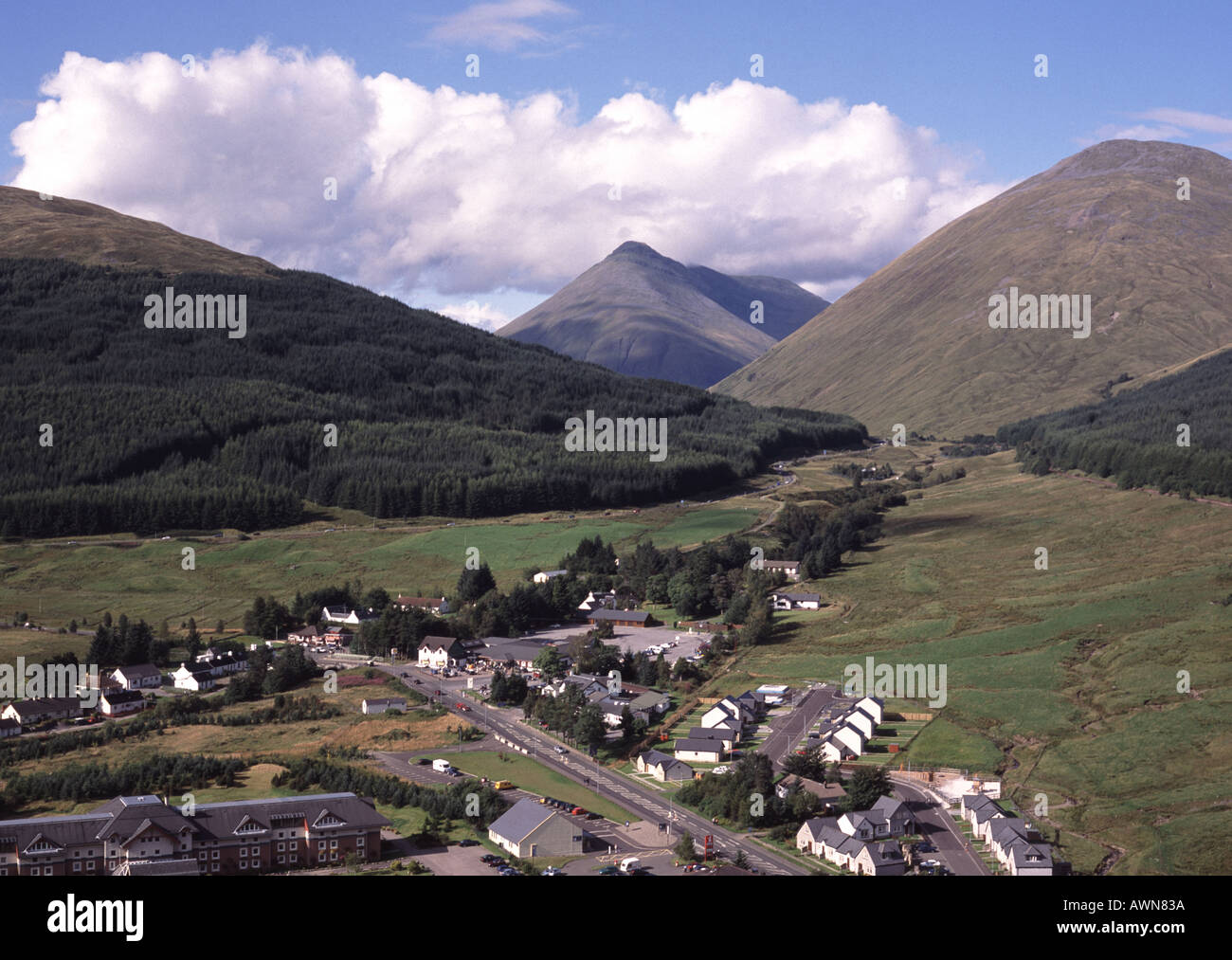 UK Scotland Perthshire Tyndrum and Ben Doran aerial view Stock Photo ...